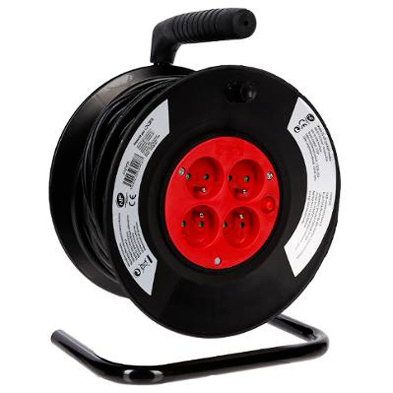 Rallonge Enroulable "4 Prises" 25m Noir | Leroy Merlin