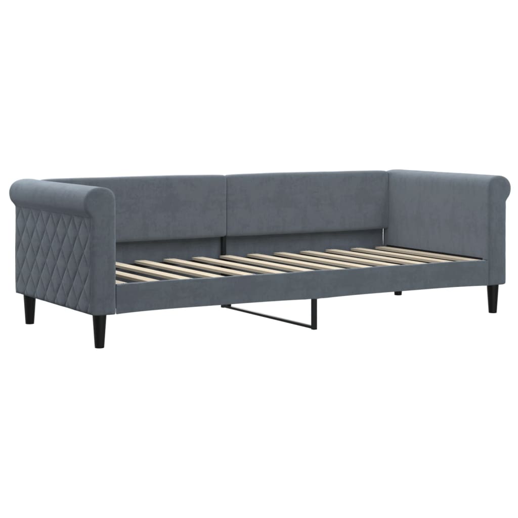 Lit simple | Lit adulte | Lit de repos gris foncé 80x200 cm velours ...