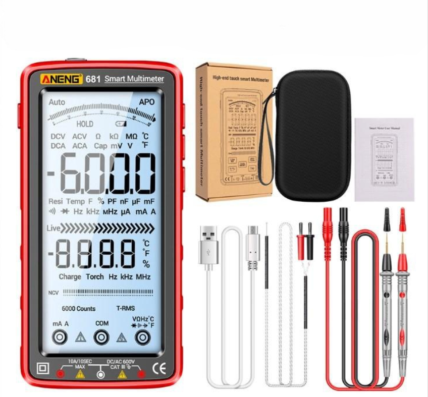 Multímetro digital inteligente táctil, recargable, rango automático ...