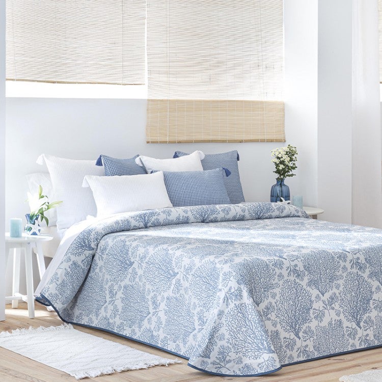 Colcha Reversible Gandia para primavera y verano. Color Azul. Para cama ...