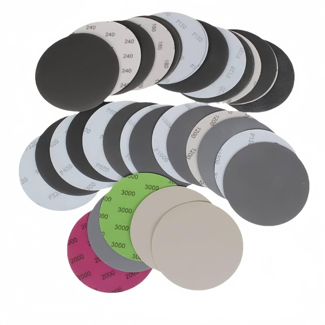Papier Abrasif 125mm 50 Pièces Papier de Verre 100 240 320 400 600 800 ...