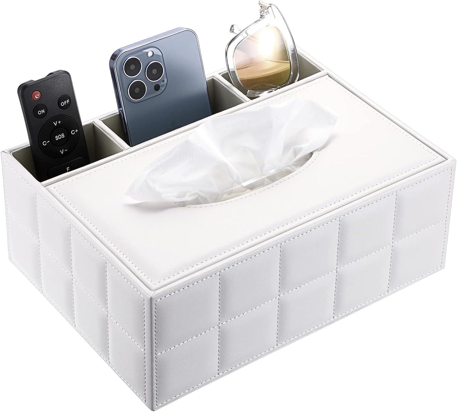 Caja de pañuelos rectangular de piel sintética para guardar mandos a ...