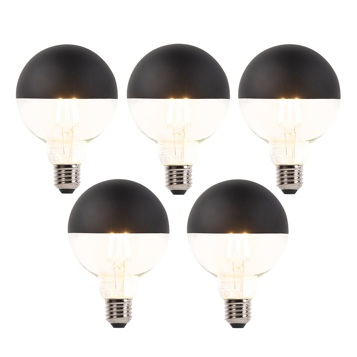 Lot de 5 ampoules LED à filament E27 dimmables G95 noires 550 lm 2700 K | Leroy Merlin