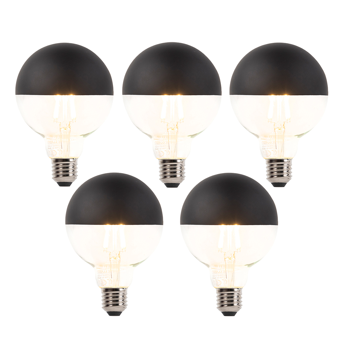 Lot de 5 ampoules LED à filament E27 dimmables G95 noires 550 lm 2700 K | Leroy Merlin