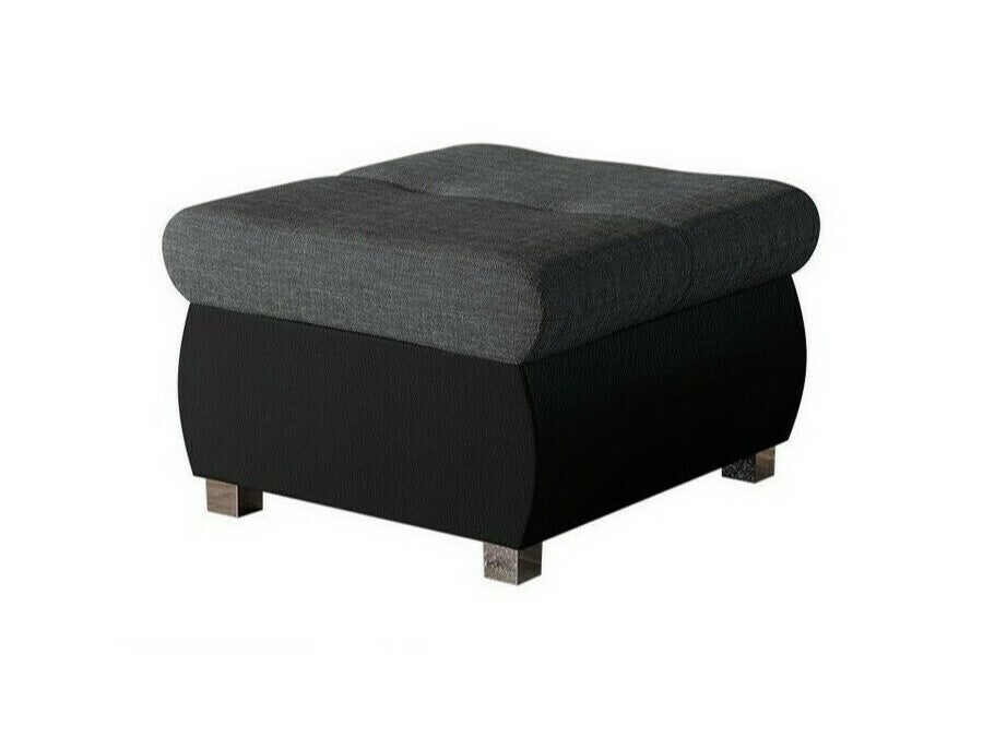 Pouf Comfivo 122, Gris, 39x60x60cm, Faux cuir + Tissu, Pieds: Métal ...