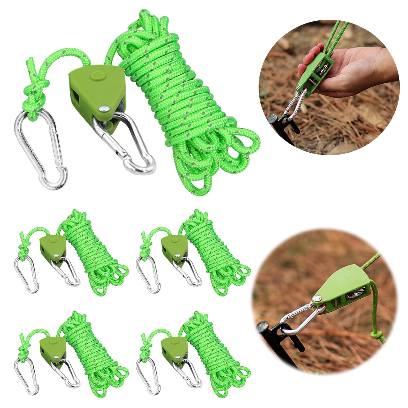 Lot de 6 cordes réfléchissantes pour auvent de camping en plein air ...