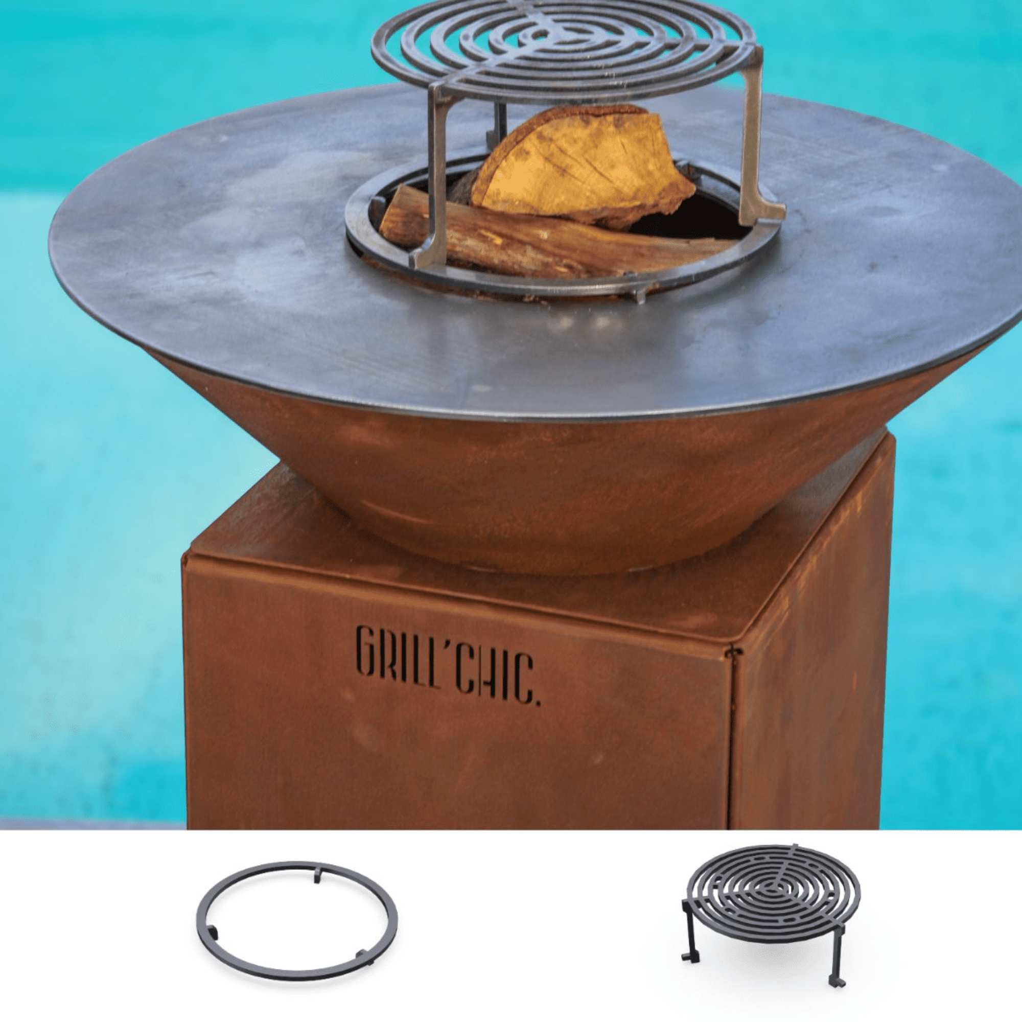 Pack Braséro Découverte - AUVERGNAT Simple Cuve Corten Rond 62x62x76 cm ...