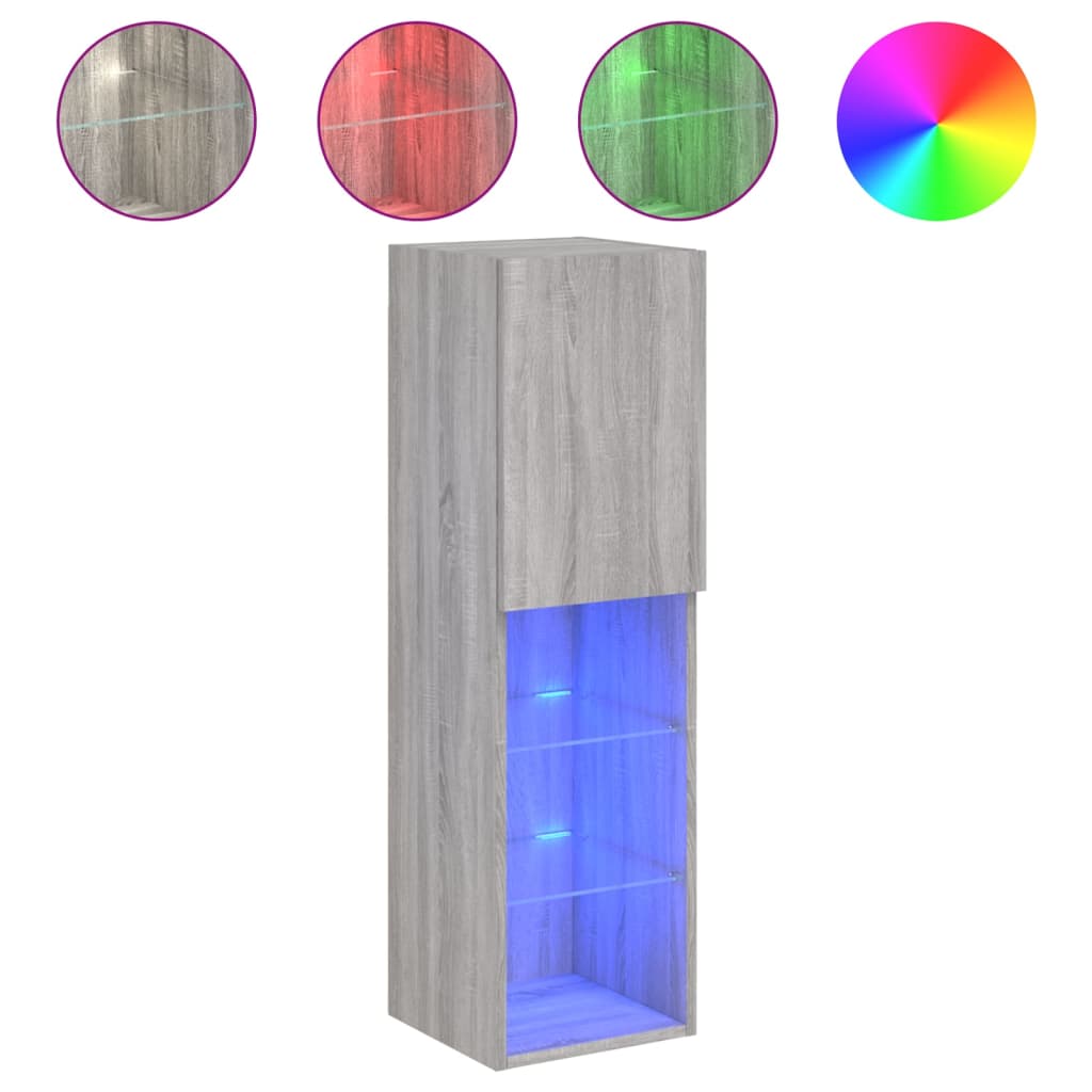 Mueble de TV con iluminación LED, gris Sonoma, 30,5x30x102 cm | Leroy ...