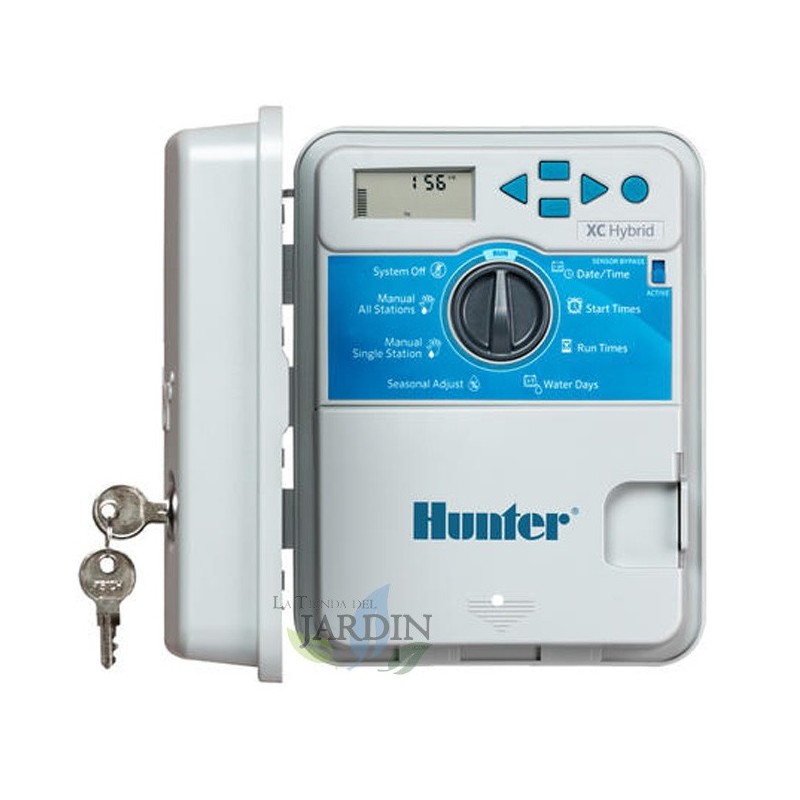 Programador de riego Hunter XC Hybrid 12 zonas exterior, controlador ...