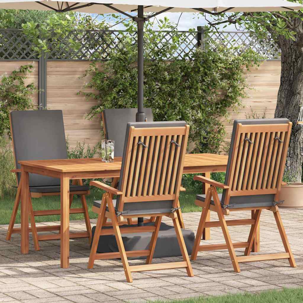 VidaXL Sillas de jardín reclinables con cojín 4 pzs madera maciza teca ...
