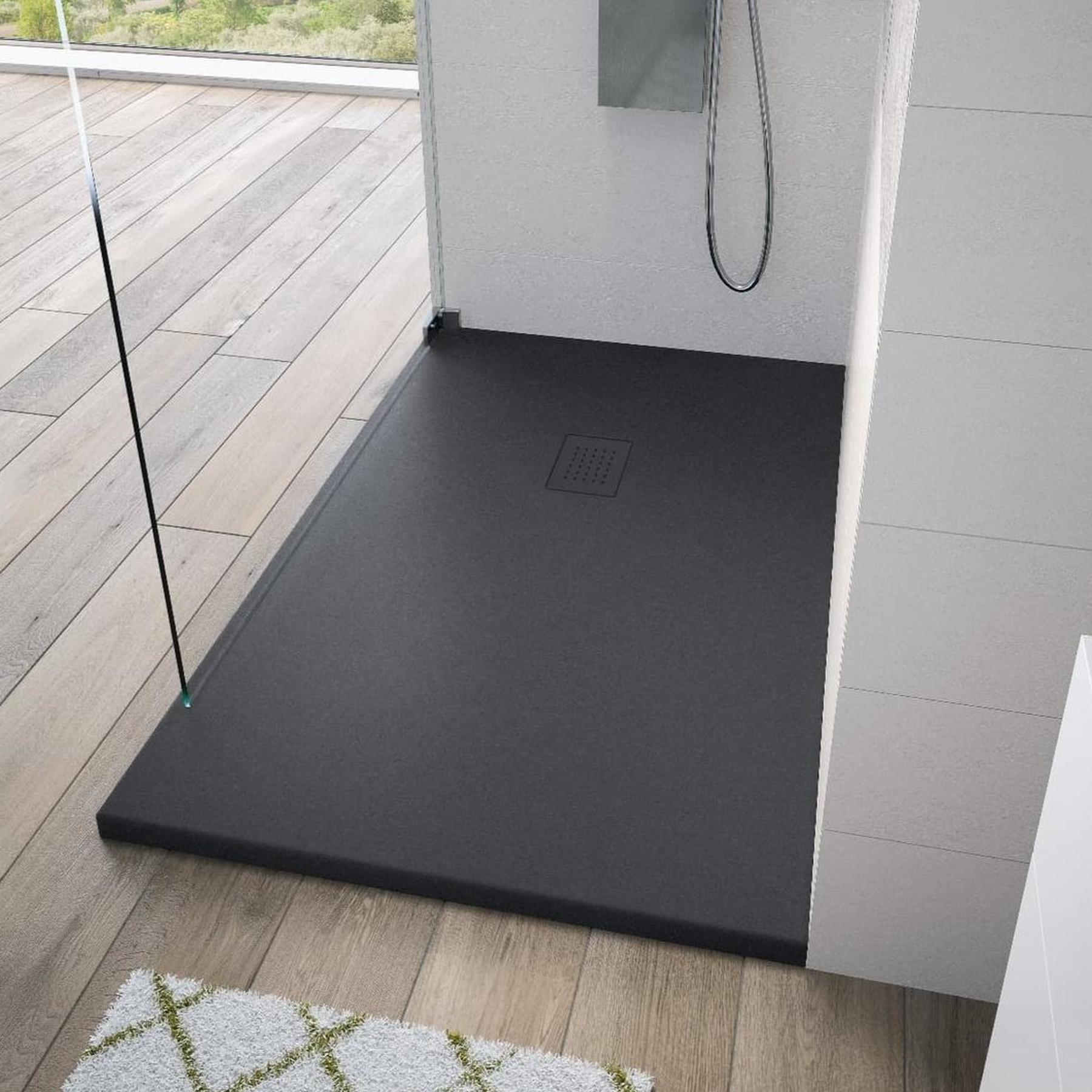 Kinedo Kinesurf decutable ducha receptor 180X90 negro mate grano con ...