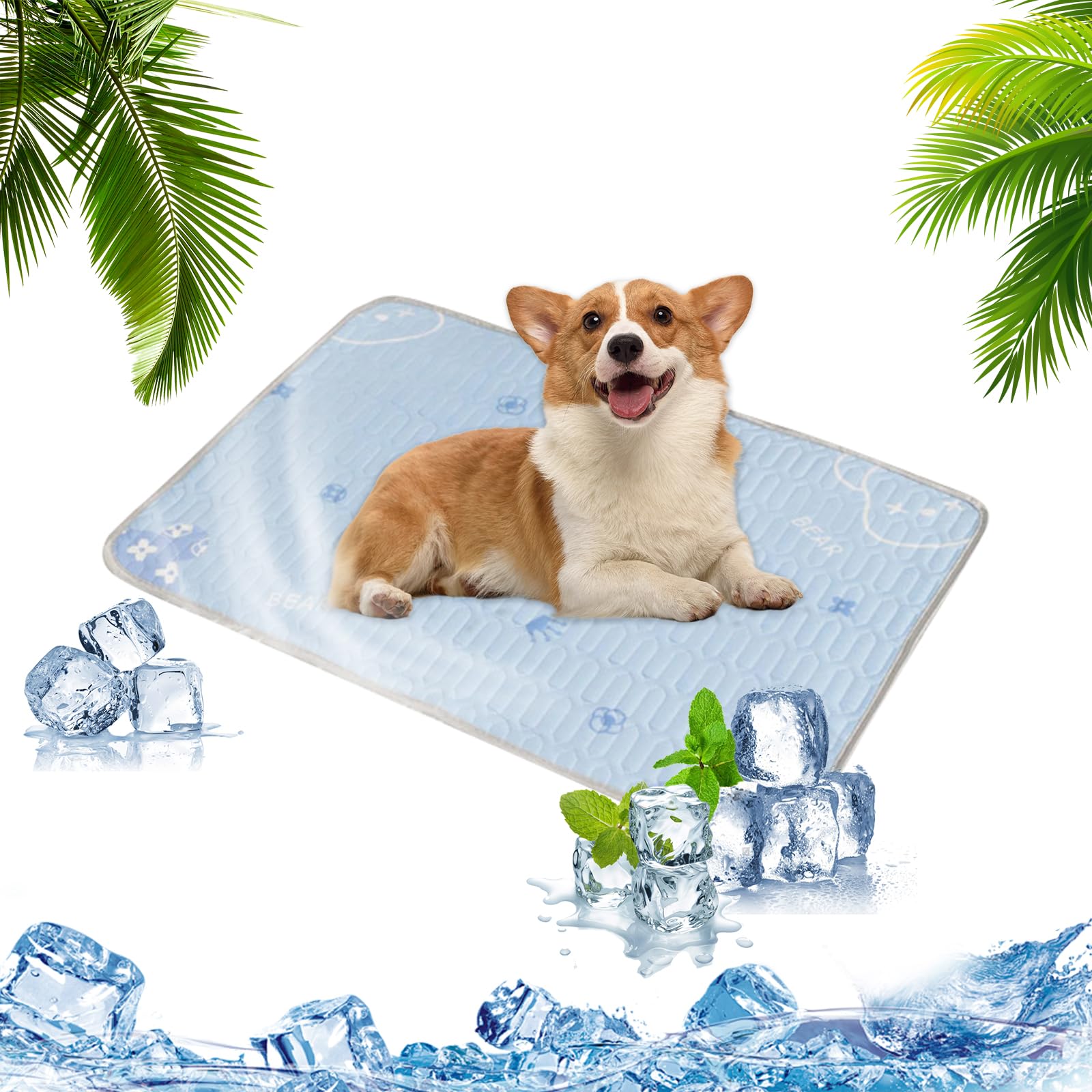 Tapis rafraîchissant bleu pour chien et chat, 60x45cm, antidérapant ...