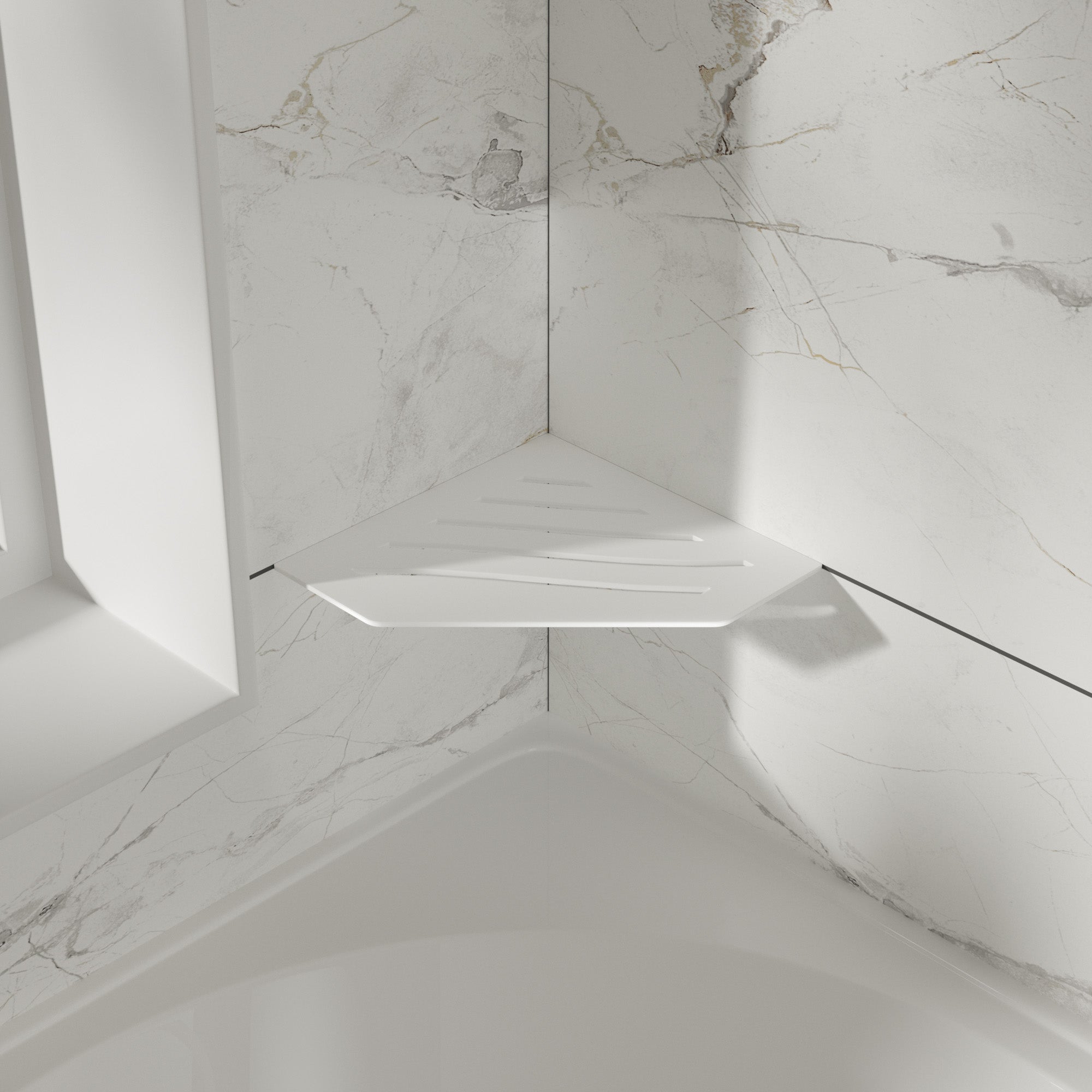 Tablette d'angle murale de douche en inox - Série Waves - Format S ...