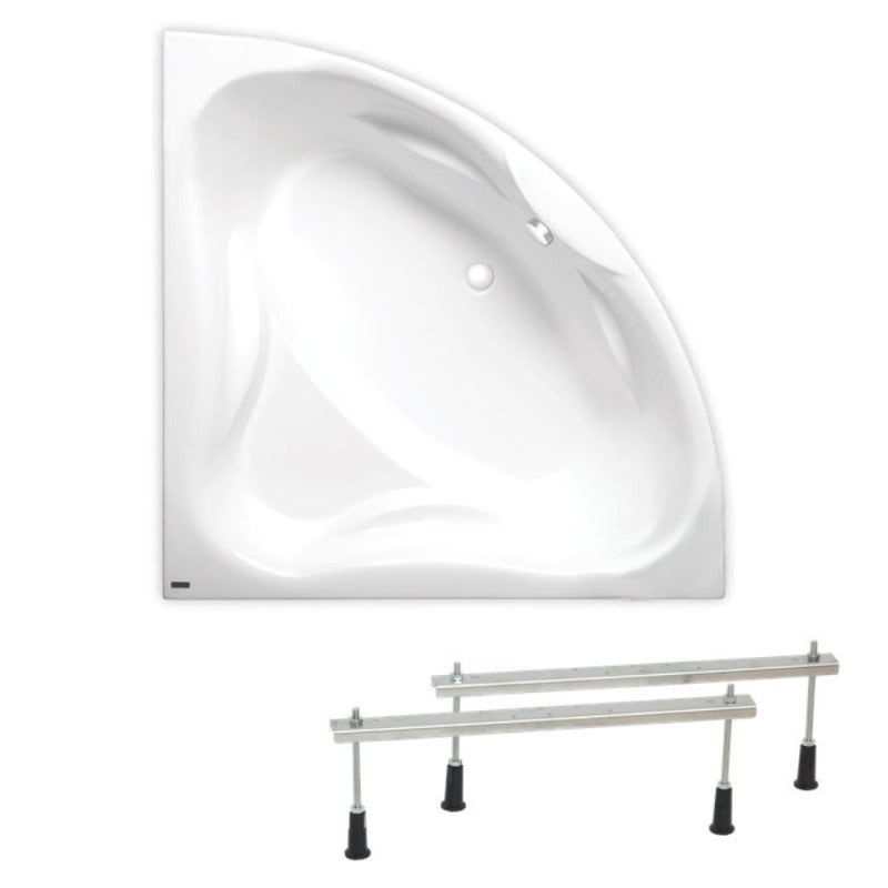 Siko Laguna Cornelia bañera de esquina con patas, 140x140 cm, acrílico ...