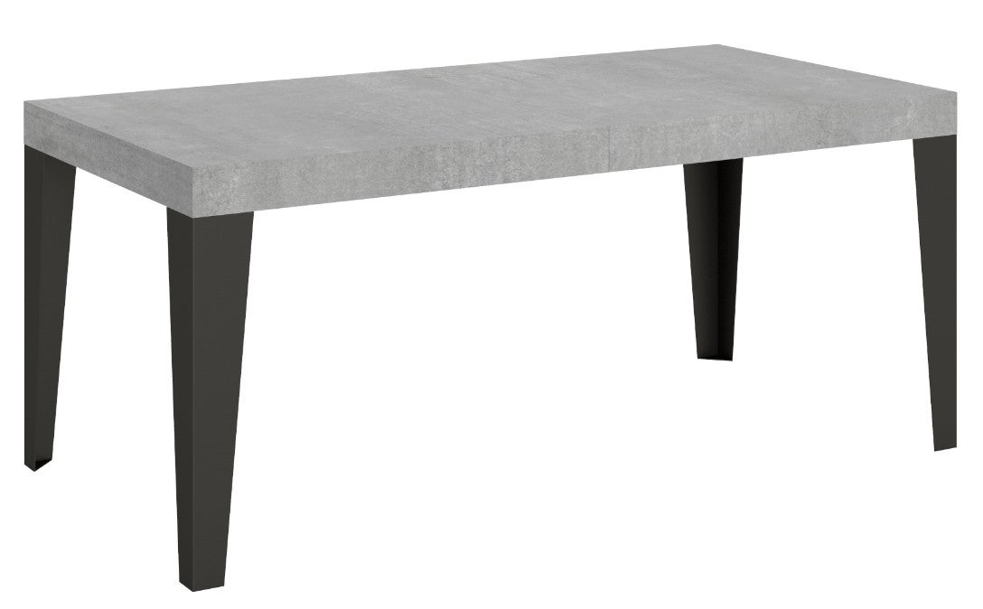 Mesa de comedor extensible Flavio-Color Gris cemento-Base y soporte con ...