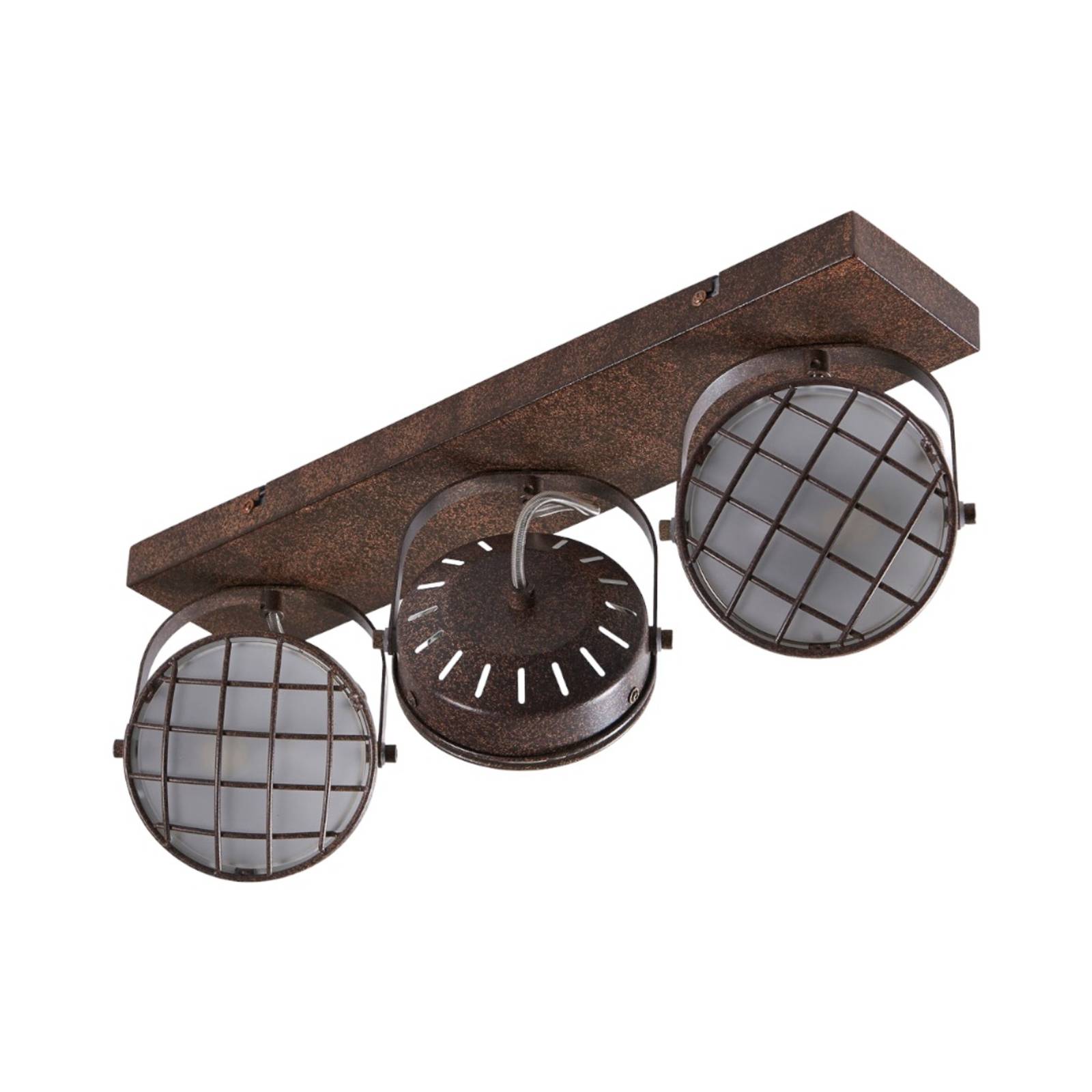 Foco Lindby Tamin, 48 cm, color óxido, 3 luces, cristal, foco empotrado ...