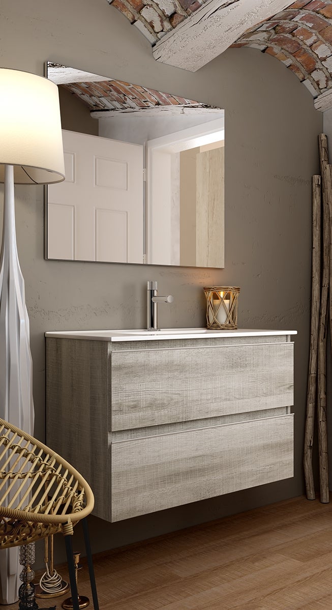 Meuble de salle de bain avec lavabo ROMA 2 Tiroirs CORAL 80x45 cm ...
