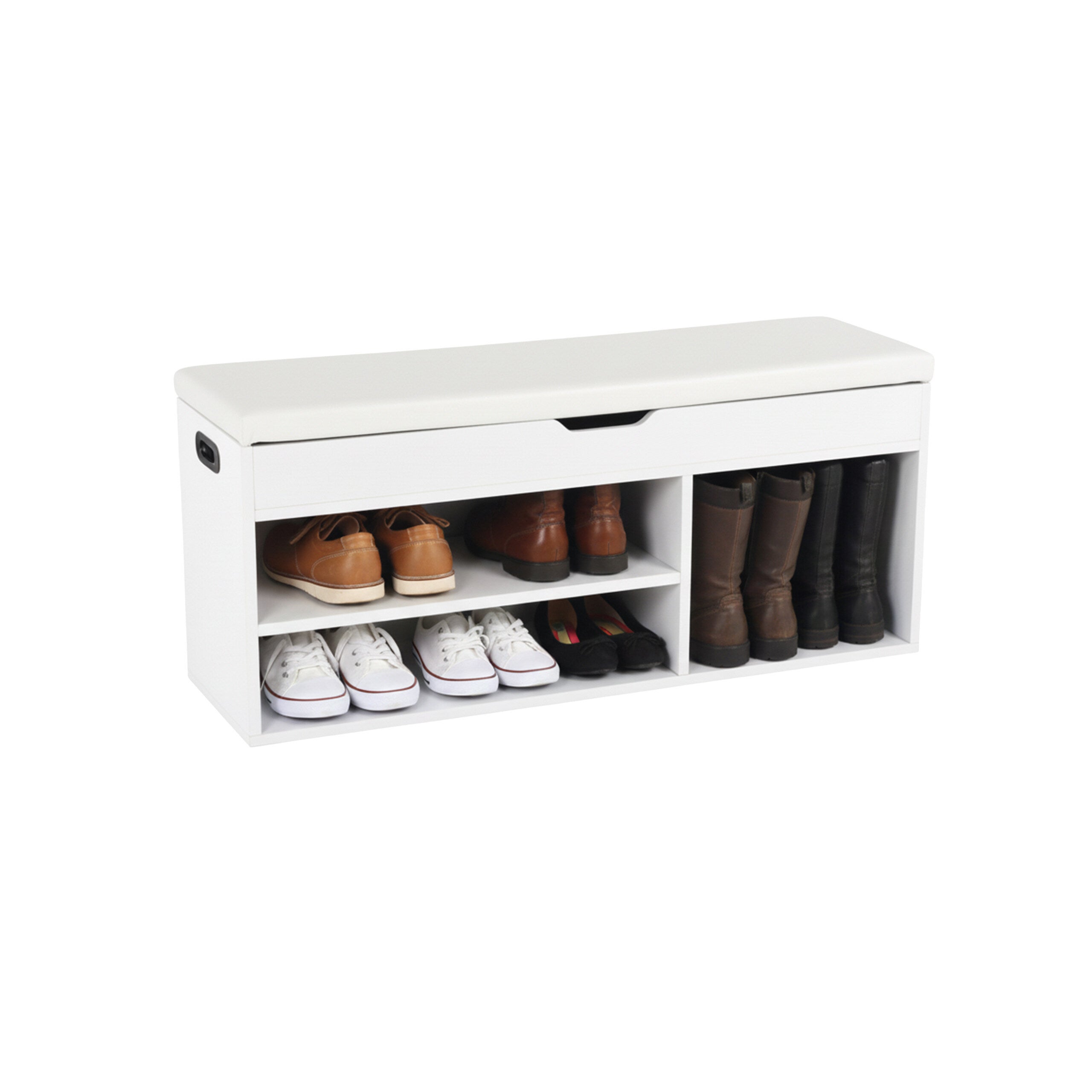 Banc à chaussures Relaxdays, banc de rangement, 3 compartiments, H x L ...