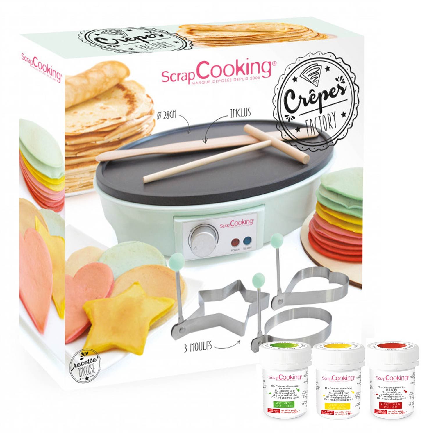 Crepe factory et 3 colorants alimentaires - jaune vert rouge ...