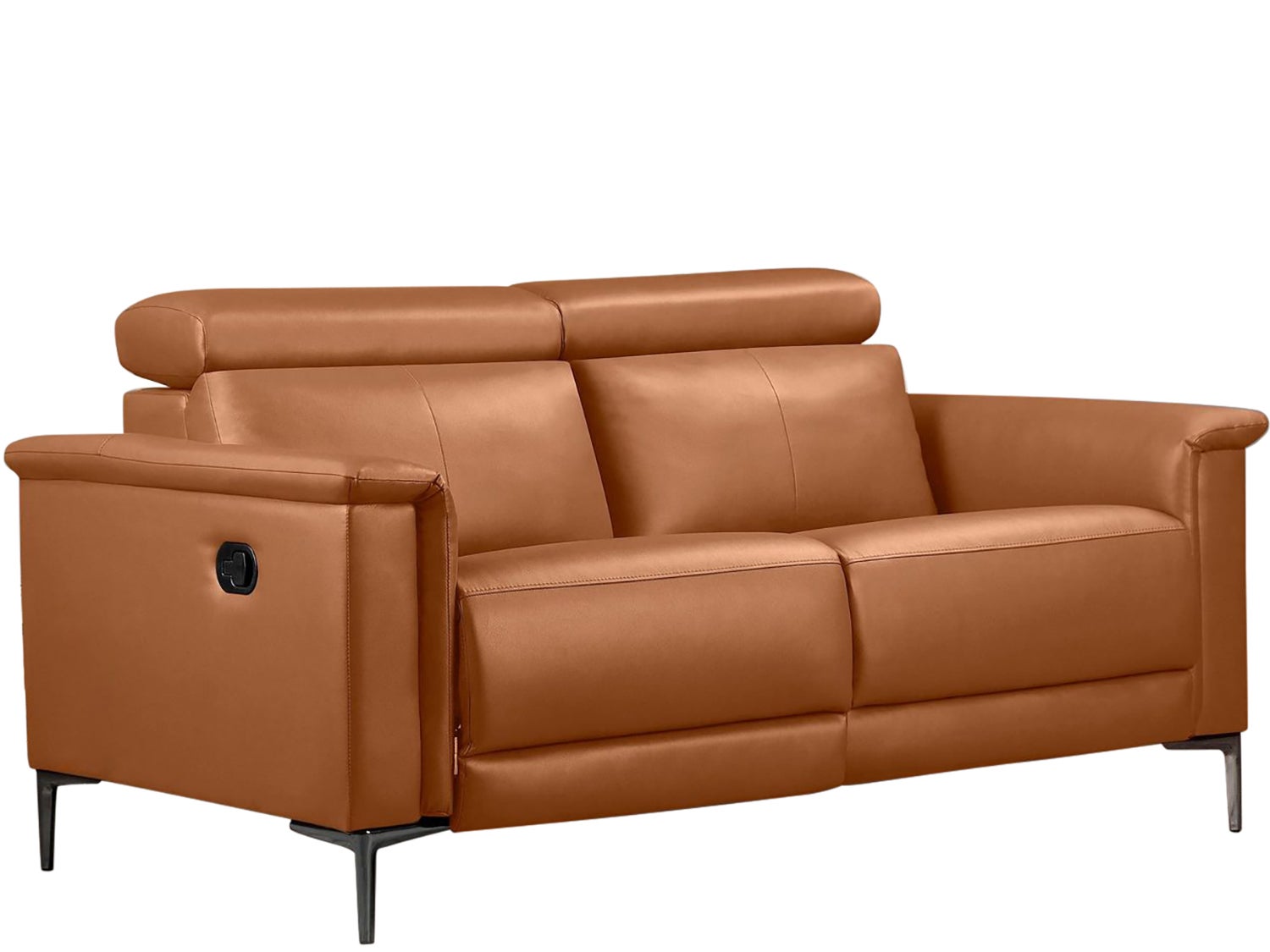 Canapé 2 places avec 1 fauteuil inclinable manuel en PU cognac | Leroy ...