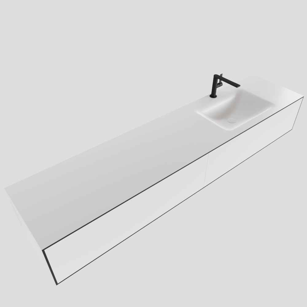 MONDIAZ LAGOM 200cm mueble de baño solid surface Talc con 2 cajones ...