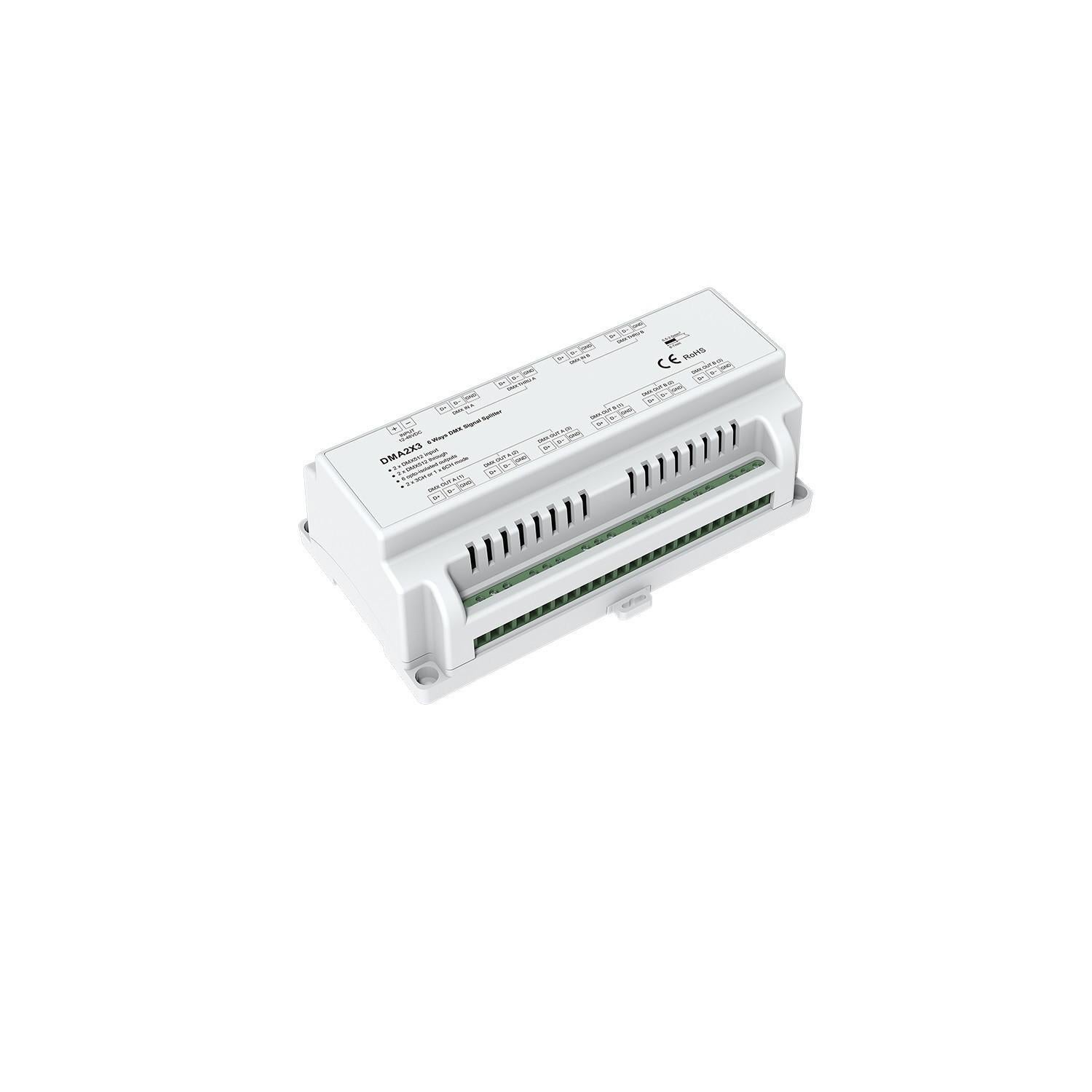 Ledkia - Splitter Divisor de Señal DMX512 2 Entradas/6 Salidas Aisladas ...