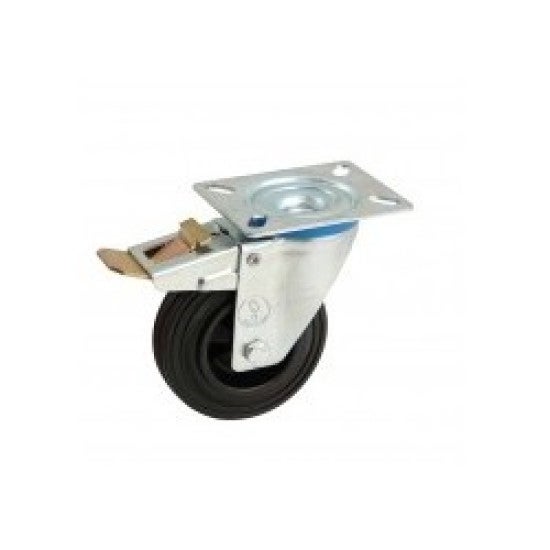 Roulette AVL pivotante frein platine caoutchouc noir Ø 200 - 508846O ...