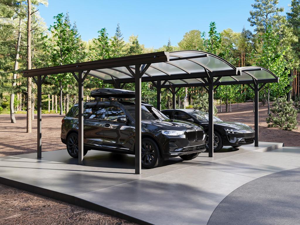 Tettoia pergola doppia autoportante in alluminio per 2 auto 30 m² ...