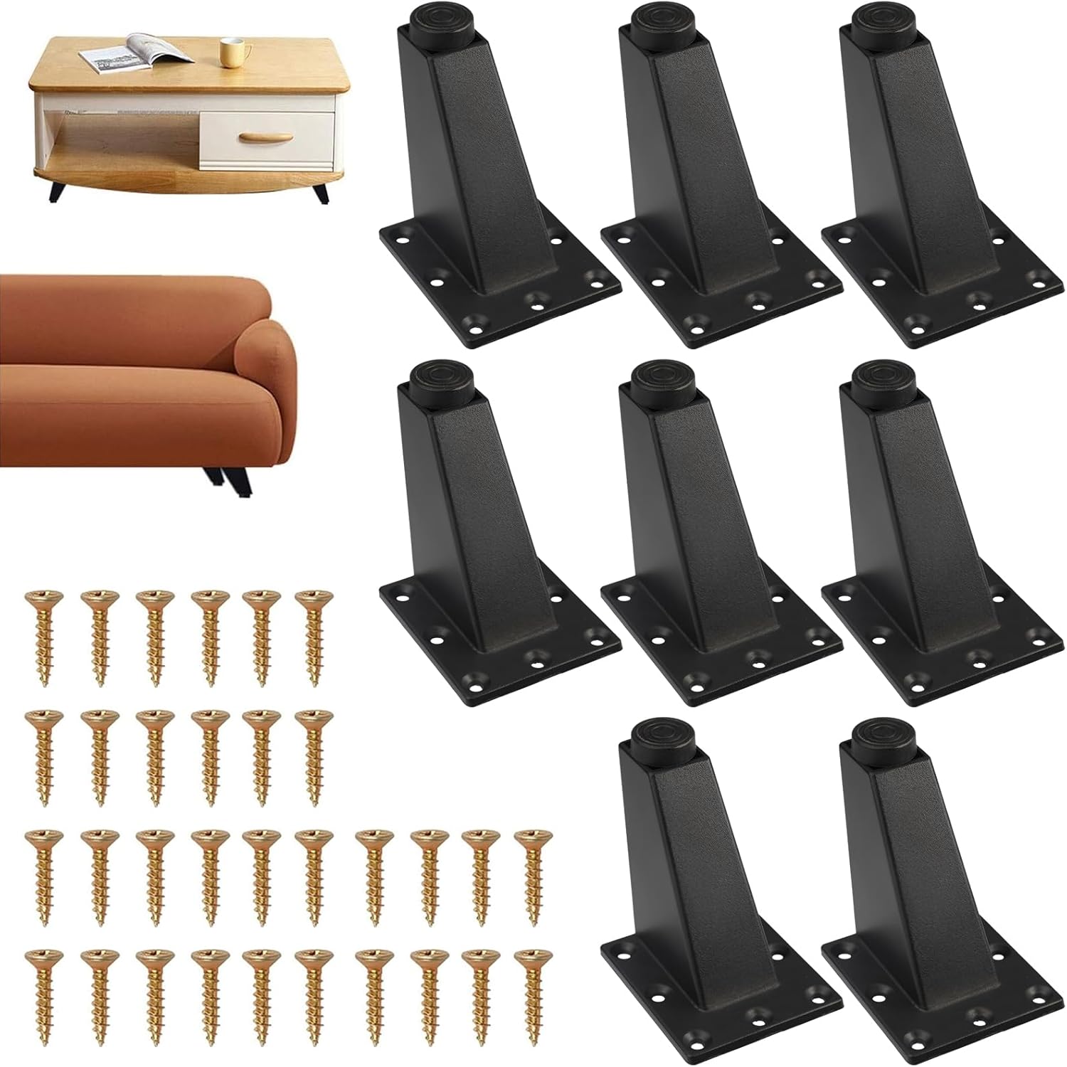 Juego de 8 patas de mesa para muebles con tornillos, adecuadas para armarios, sofás y otros ...