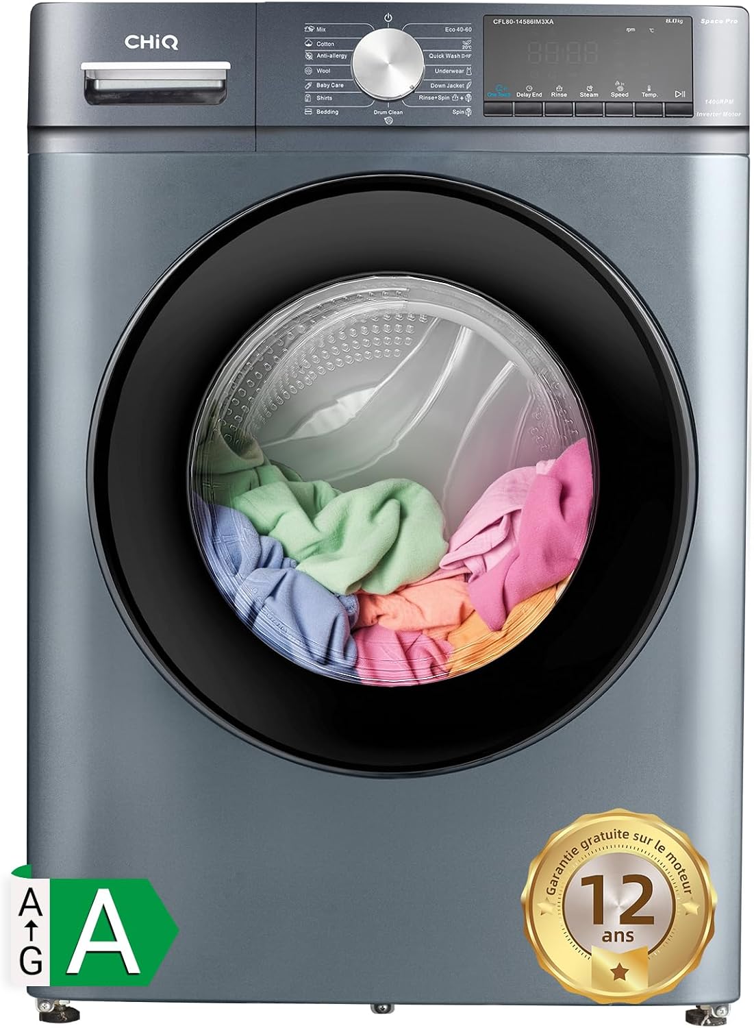 Lave-linge CFL80-14586IM3XA, Chargement frontal 8 kg,Space Pro,Moteur ...