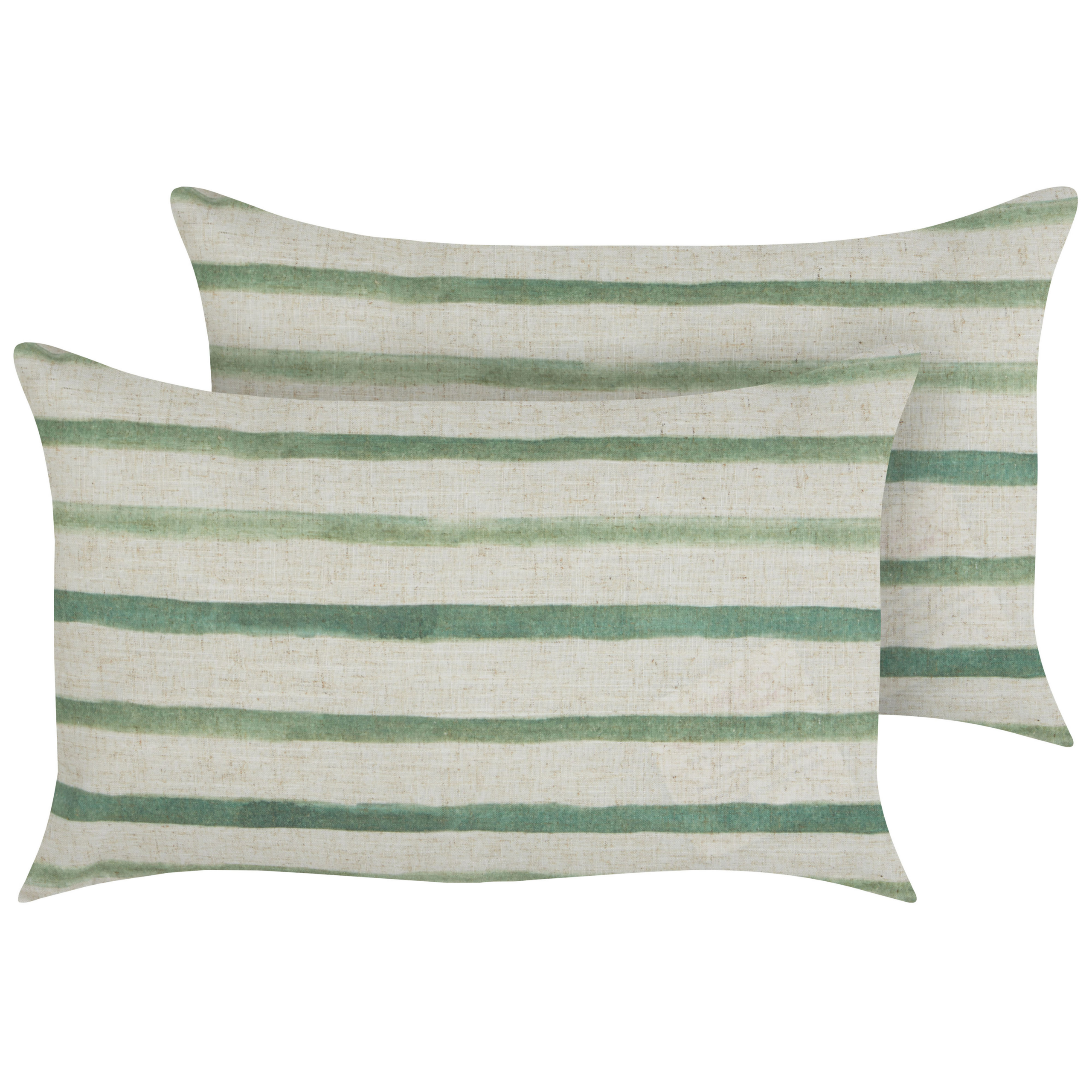Beliani Conjunto de 2 cojines a rayas verde 50 x 30 cm KAFRA | Leroy Merlin
