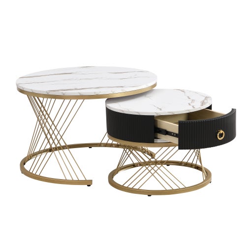 Table basse élégante modulaire : aspect marbre, décor doré | Leroy Merlin