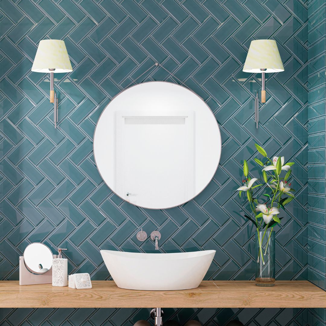 Azulejo cerámico Brillante CERAGNI BISELADO Metro Verde 800 | 7,5x15 ...