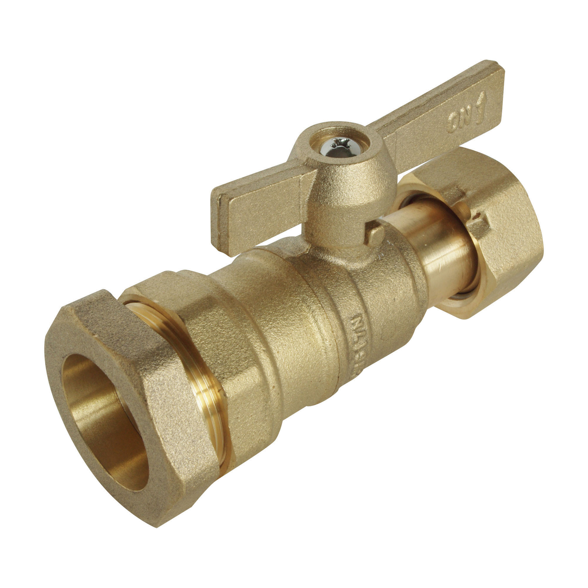 Robinet d'arrêt pour compteur PE Ø32 mm Ecrou tournant 3/4" Manette ...