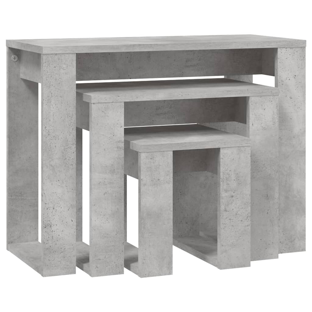 3 pcs Tables gigognes | Tables d'appoint | Table basse Gris béton Bois ...