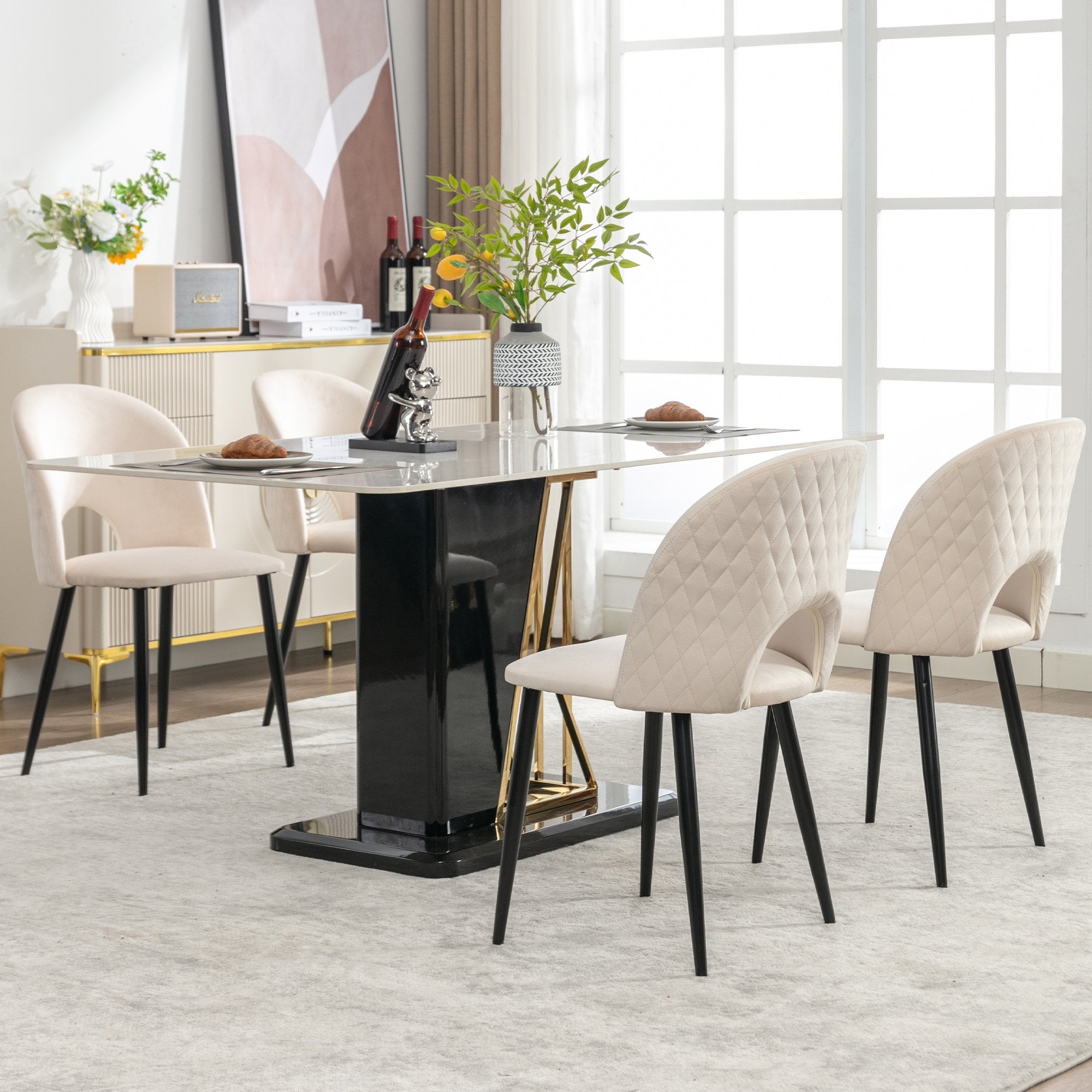 Lote de 4 sillas tapizadas en terciopelo - tapizadas con motivo de ...