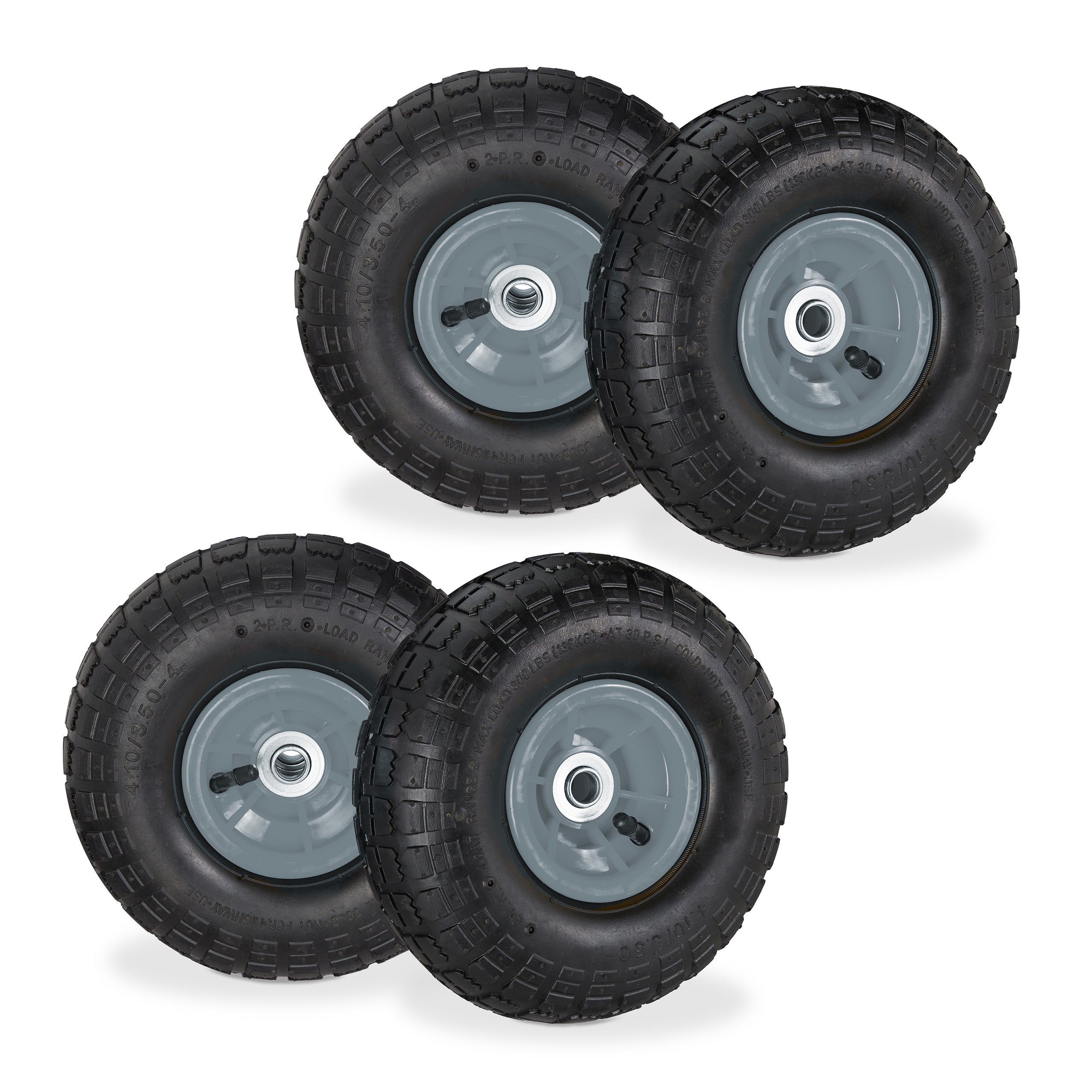 Relaxdays 4 roues pour diable 4.1/3.5-4, de rechange avec air, axe de ...