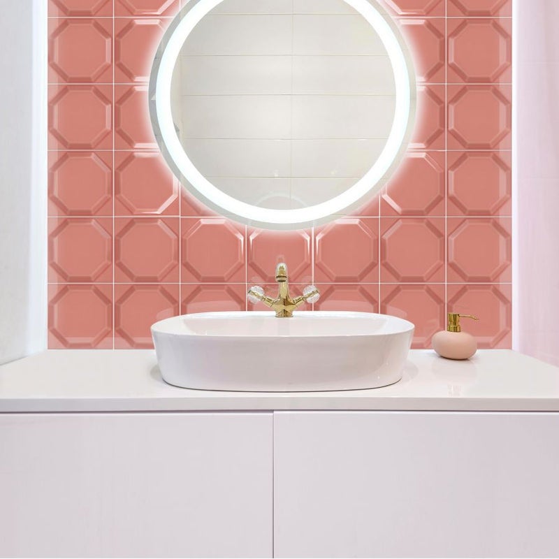 Azulejo cerámico Brillante CERAGNI OCTAGON Rosa 580 | 15x15 (caja con ...