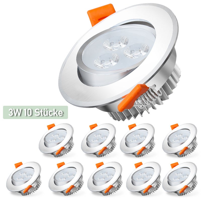 Set de 10 focos LED empotrables Foco empotrable LED 3W Equ. 25W ...