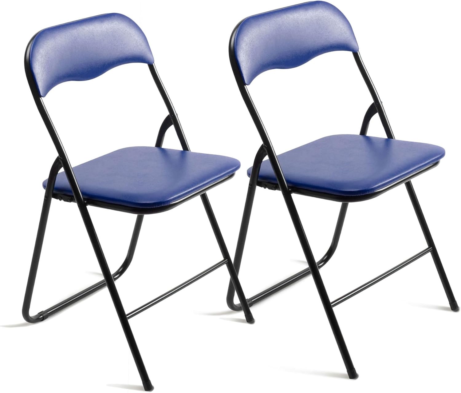 Pack De 2 Sillas Plegables De Metal Y Pvc Con Asiento Acolchado - Azul ...