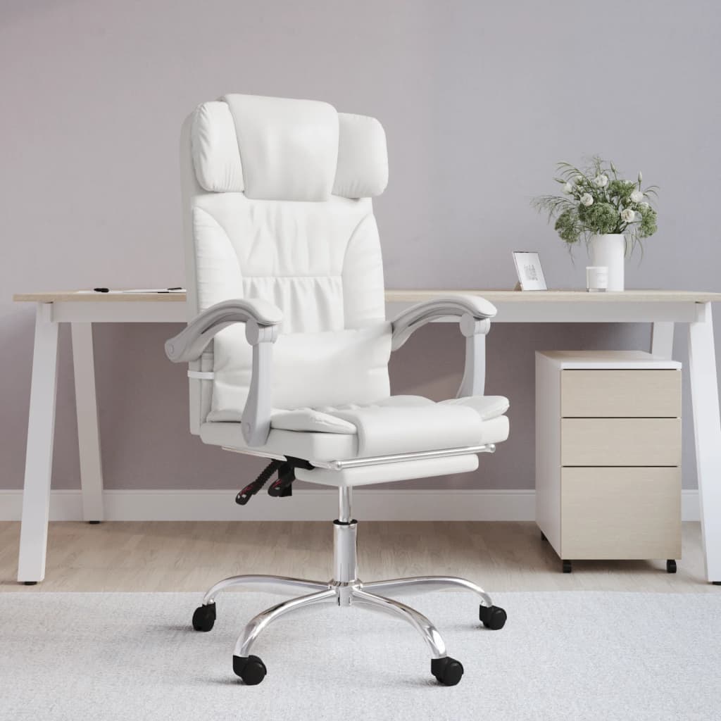 Fauteuil inclinable de bureau Blanc Similicuir vidaXL | Leroy Merlin