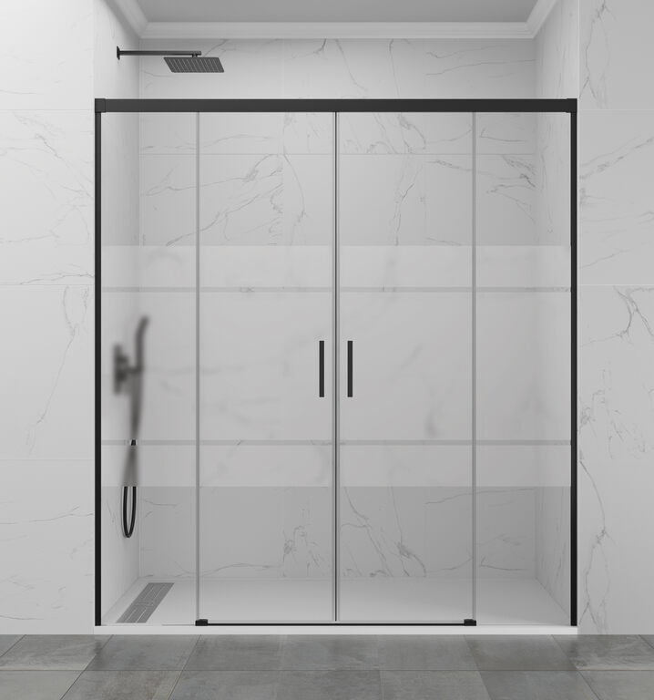Paroi de douche frontale coulissante BASIC SPAZIO 2 portes + 2 fixes ...