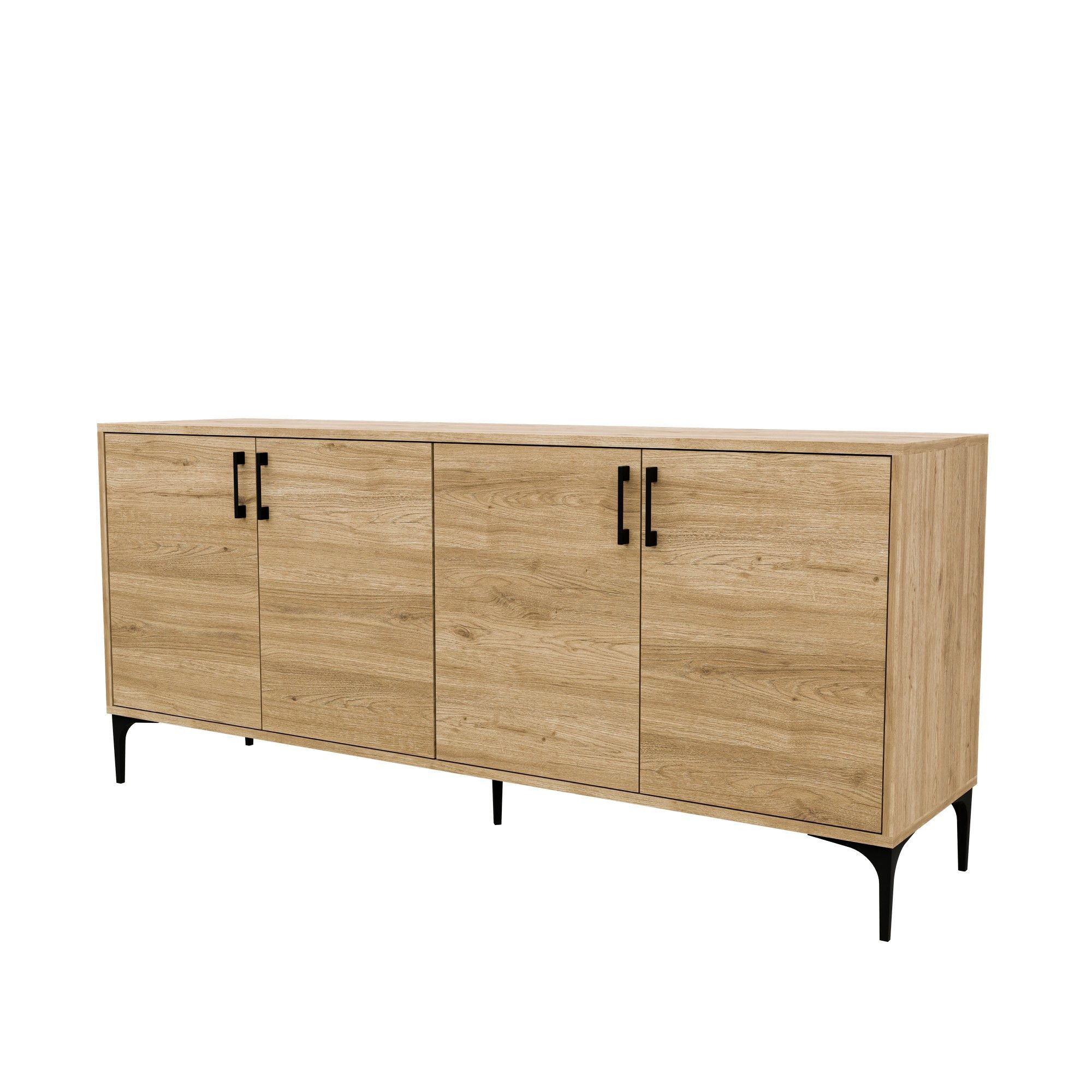 Buffet moderne 4 portes Elliot L180cm Chêne clair | Leroy Merlin