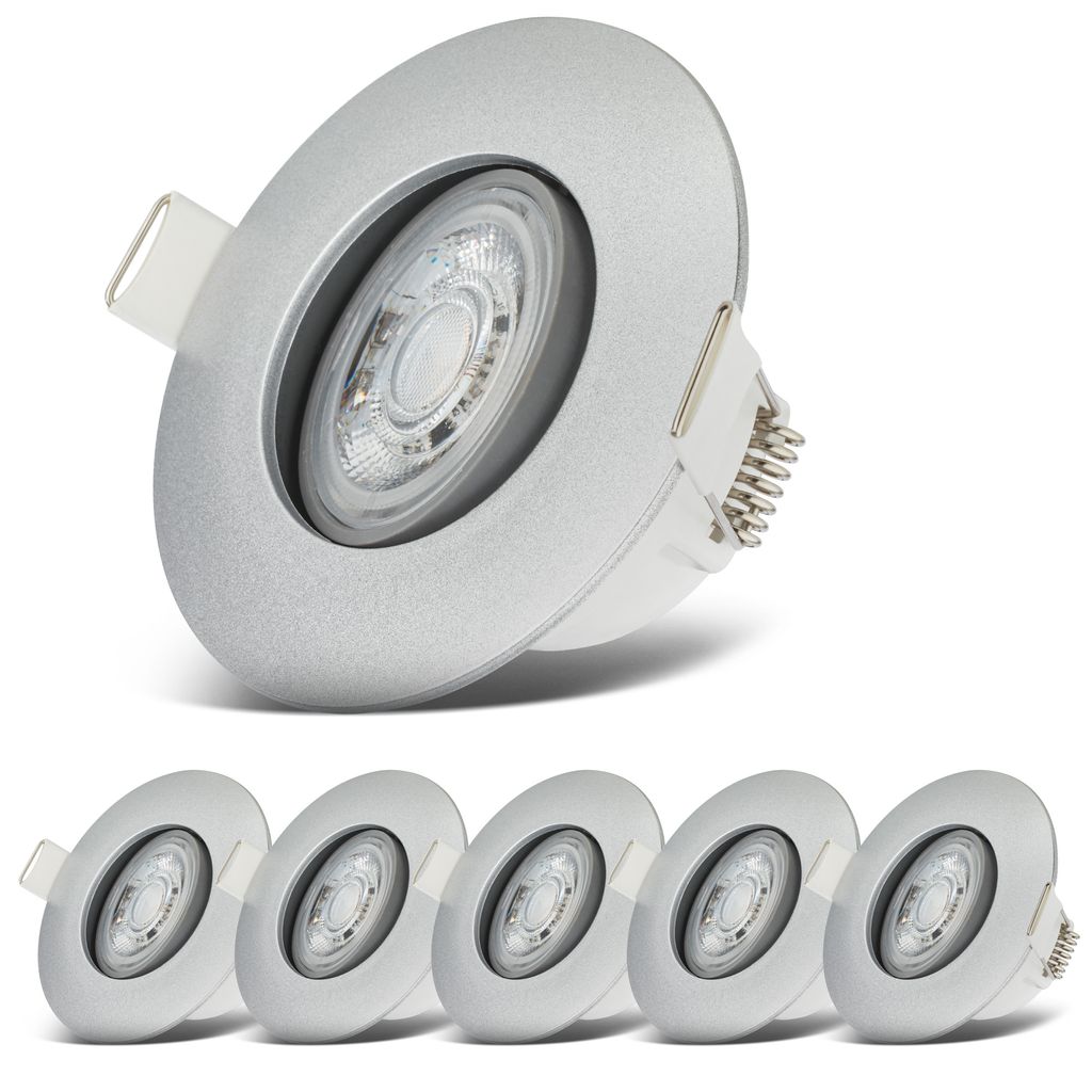 B.K.Licht lot de 6 spots LED encastrables 230V orientables salle de bain IP65 spots de plafond ...