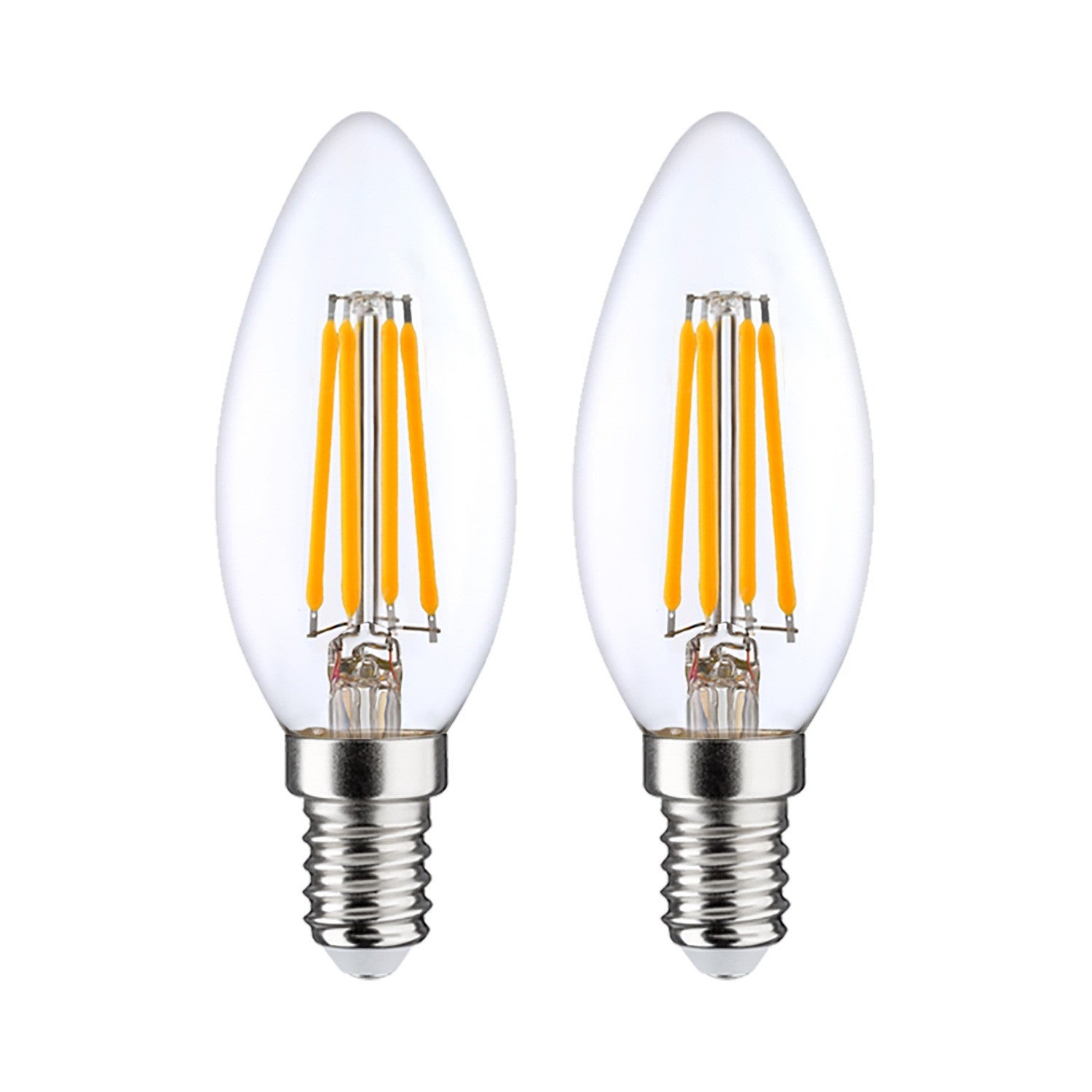 Pack 2 Ampoules Bougie LED Filament E14 4W Equi.40W 470lm 4000K 25000H 7hSevenOn Premium | Leroy ...