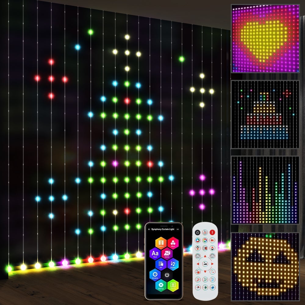Cortina de luz LED 3×3m 400 LEDs con sincronización musical, intensidad ...