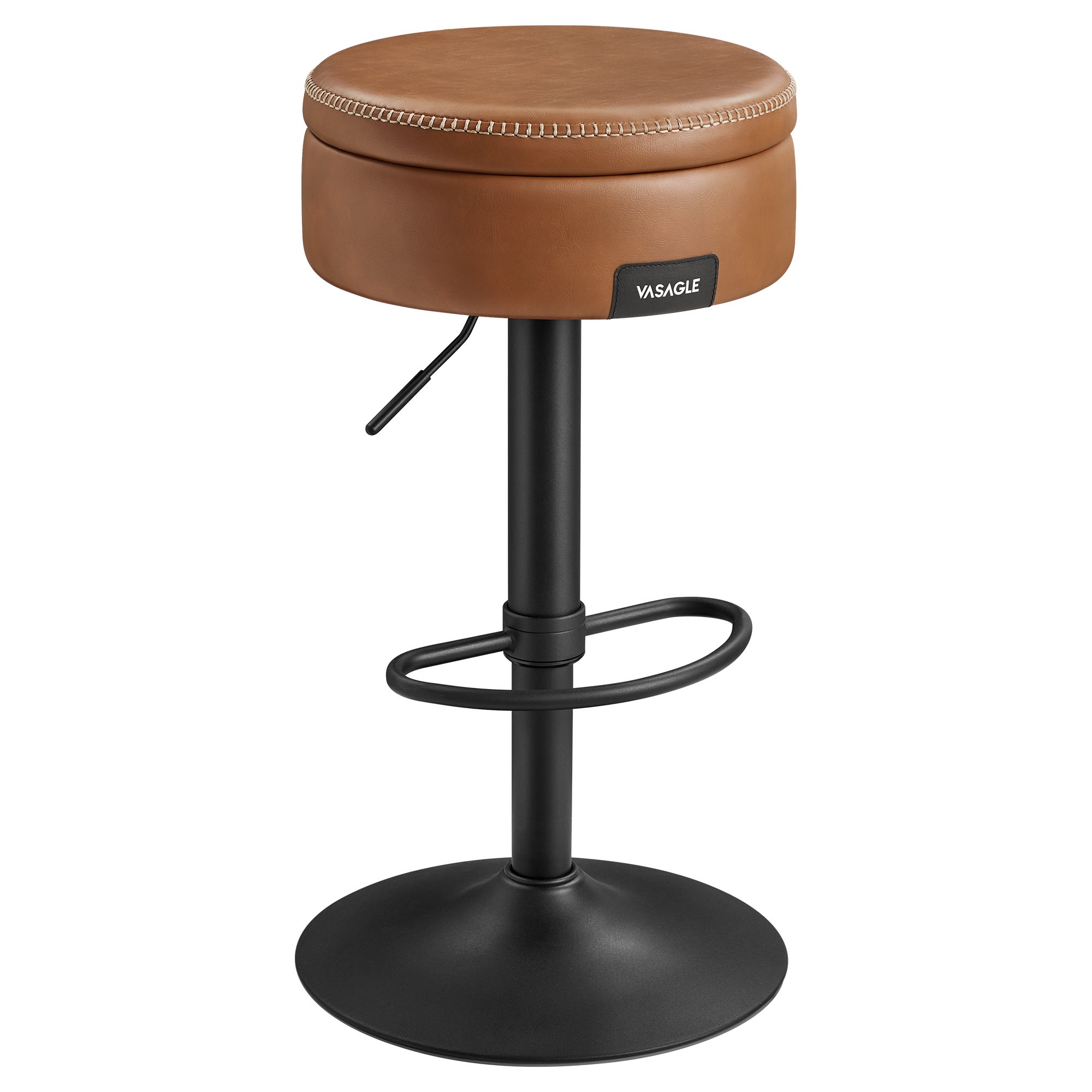 Tabouret de Bar Pivotant à 360°, Hauteur Réglable, avec Rangement, PU ...