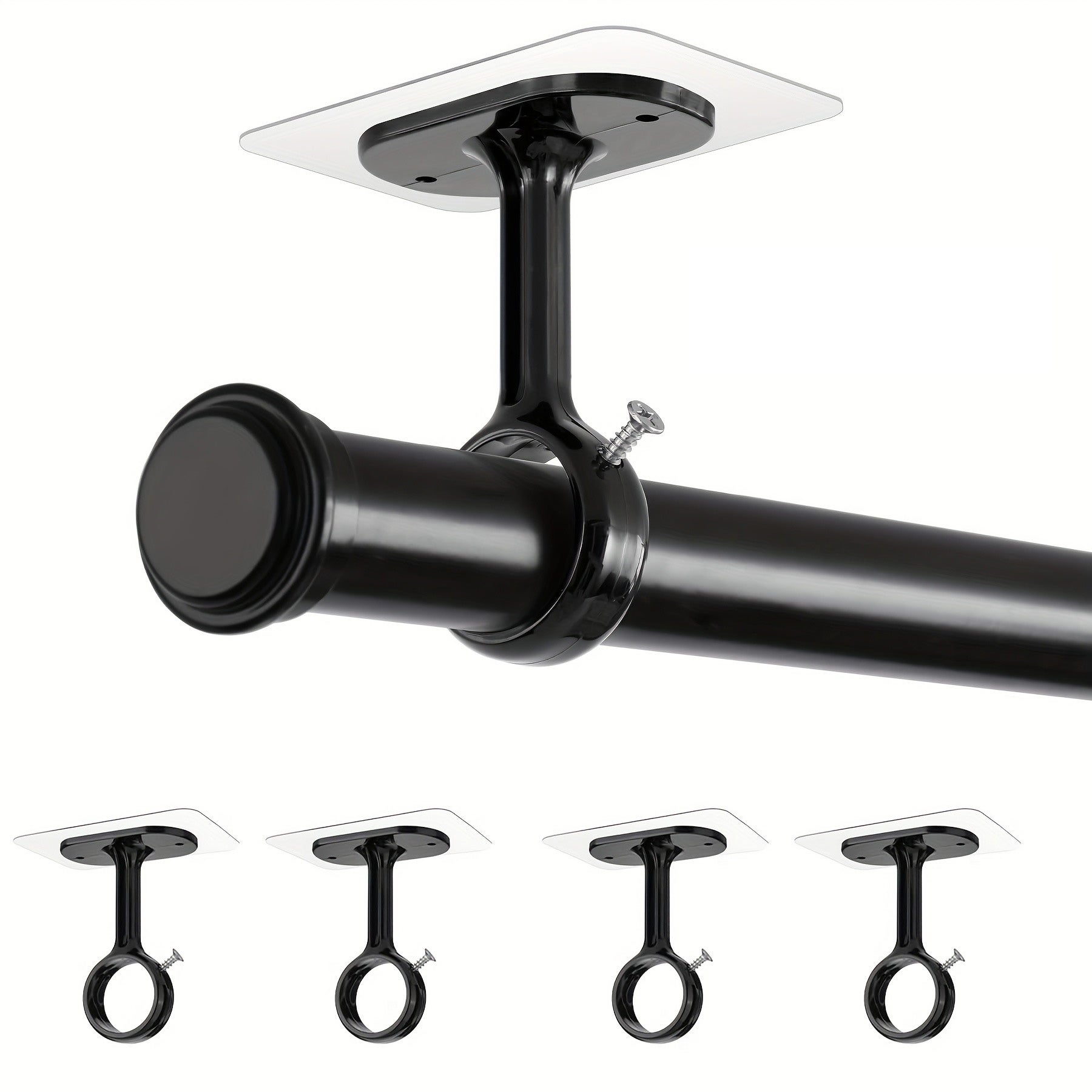 Confezione da 4 ganci autoadesivi per aste per tende, senza foratura ...