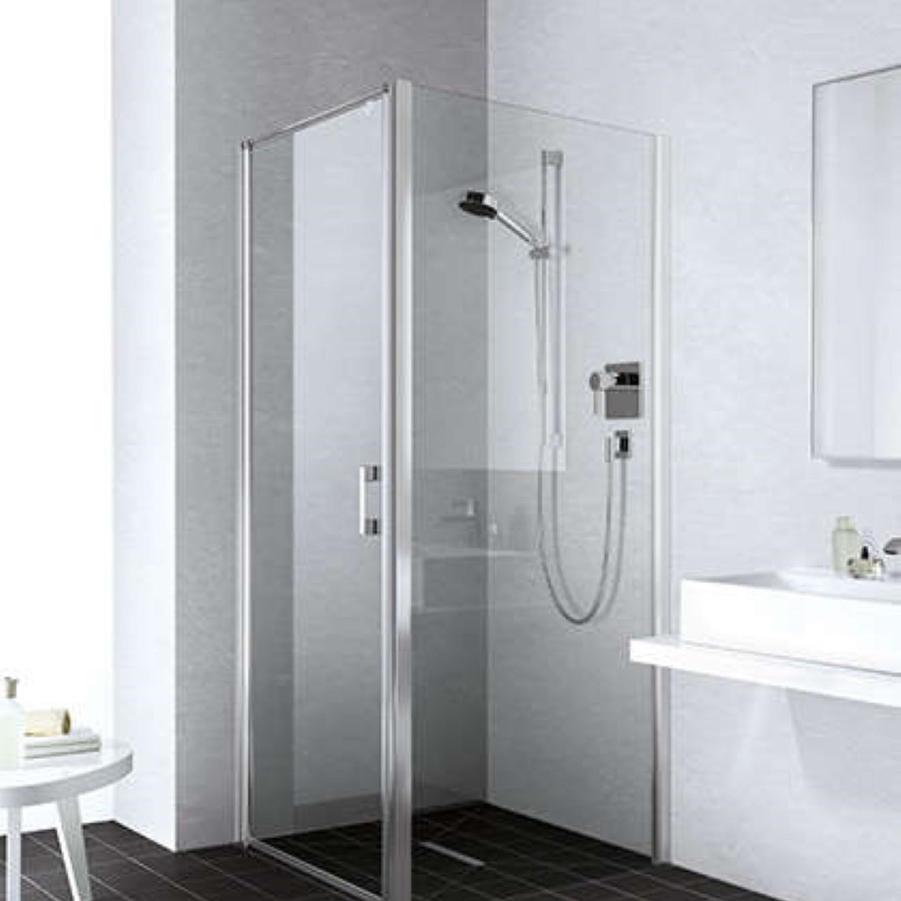 Paroi de douche fixe largeur 83cm hauteur 200 cm profilé argent poli ...