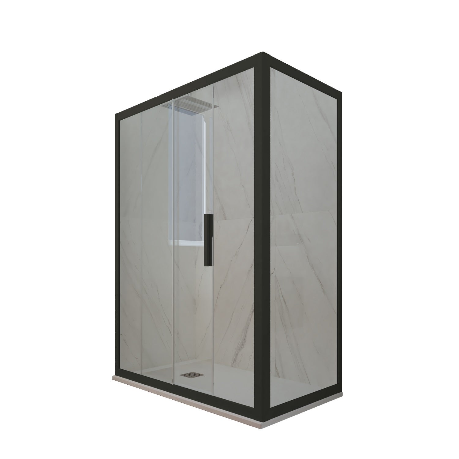 Box doccia scorrevole 90x130 CM H 200 Vetro Trasparente Profilo Nero Matt mod. Deco Duo | Leroy ...